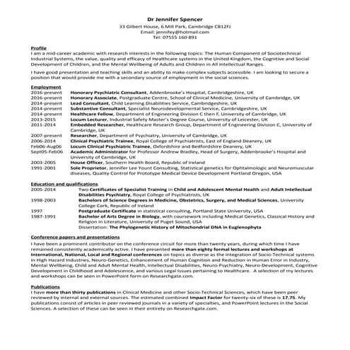 Jennifer spencer Academic CV Draft 6 15 february2018 | DOC