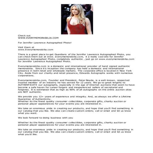 Jennifer Lawrence Signed Photo | DOCX