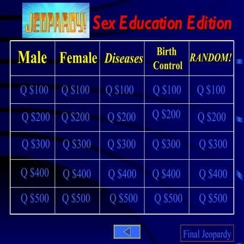 Jeopardy Sex Education Edition1 Ppt