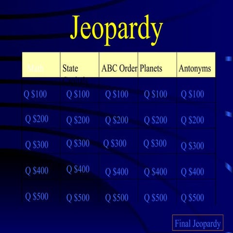 Jeopardy ready | PPT