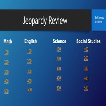 First Grade Jeopardy Review | PPTX