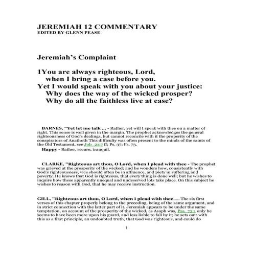 Jeremiah 12 commentary | PDF