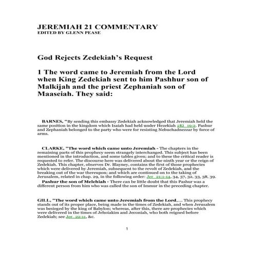 Jeremiah 21 commentary | PDF