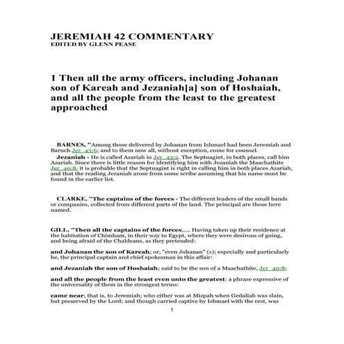 Jeremiah 42 commentary | PDF