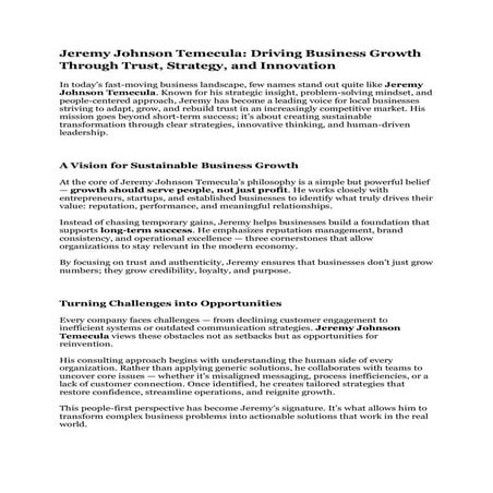 Jeremy Johnson Temecula: Transforming Businesses with Strategy and ...