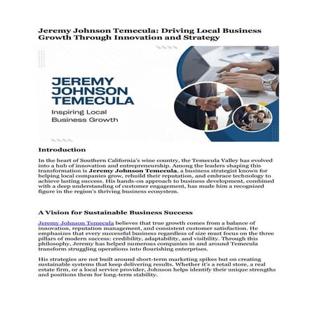Jeremy Johnson Temecula: Redefining Local Business Leadership | PDF