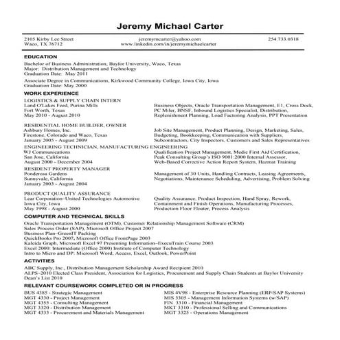 Jeremy Michael Carter RéSumé | DOC