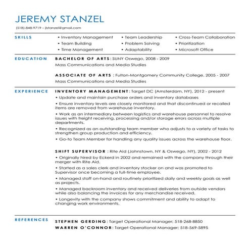 Michael McAnulty Operations Manager Resume | DOCX