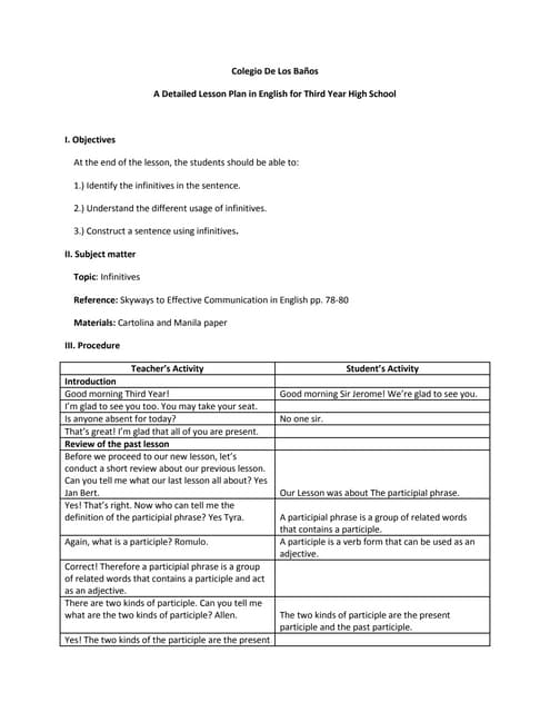 Semi-Detailed Lesson Plan - Active and Passive Voice (Junior High ...