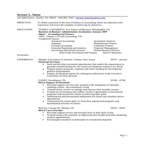 Jerome L. Sumo Resume | DOC