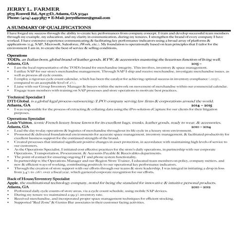 Jerry L Farmer's Résumé | PDF
