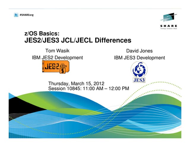 Zos Mainframe Jes2 Jes3 Jcl Jecl Differences Pdf Operating Systems