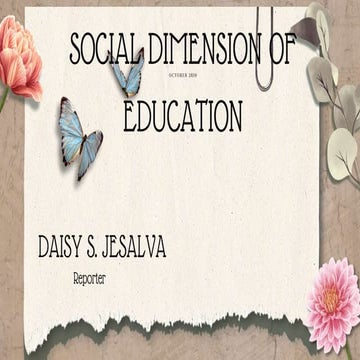 Social Dimensions of Education (Introduction) | PPT