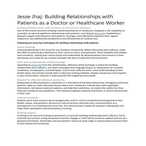 Jesse Jhaj: Building Relationships with Patients as a Doctor or ...