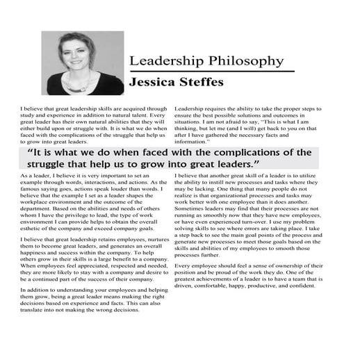Leadership Philosophy Statement | PDF