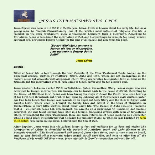 Jesus Christ a dedicated life for his people | PDF