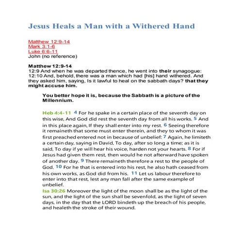 Jesus heals a man with a withered hand | DOCX