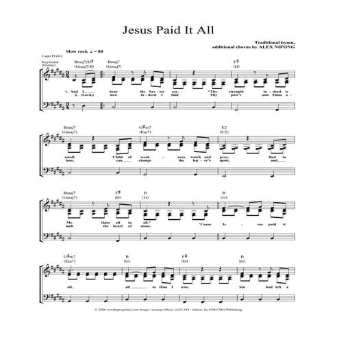 Jesus paid it all by all kristian stanfill lead sheet | PDF