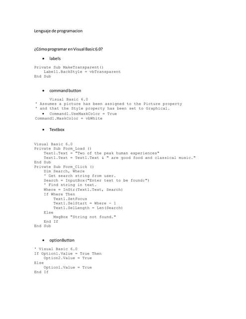 Lenguaje de programación | DOCX | Programming Languages | Computing
