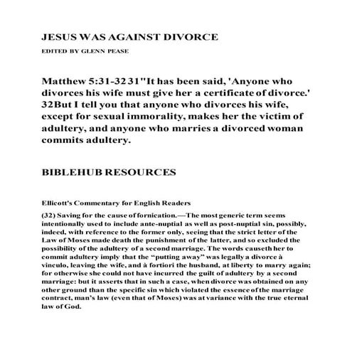 Jesus was against divorce | PDF