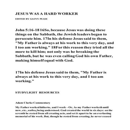 Jesus was a hard worker | DOCX