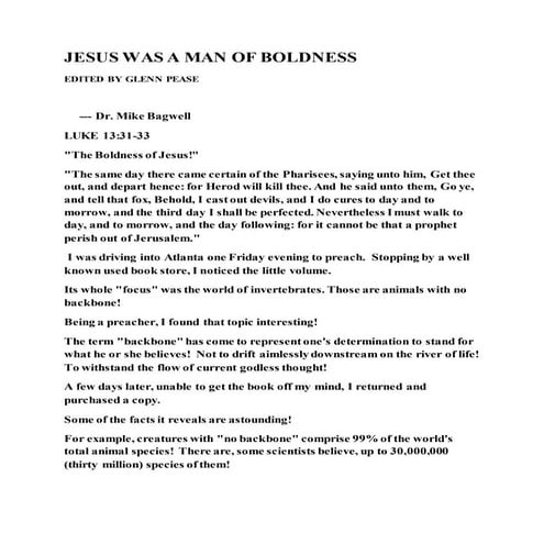 Jesus was a man of boldness | DOCX | Christianity | Religion & Spirituality