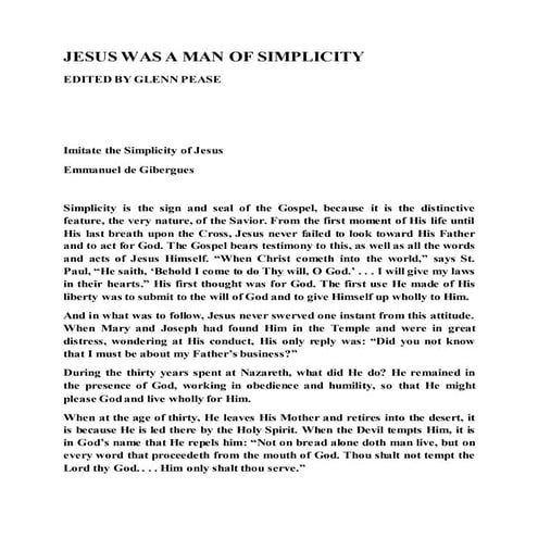 Jesus was a man of simplicity | PDF