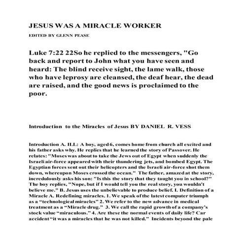 Jesus was a miracle worker | DOCX