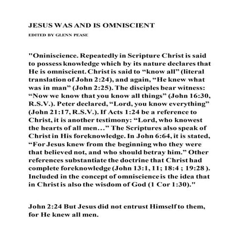 Jesus was and is omniscient | PDF