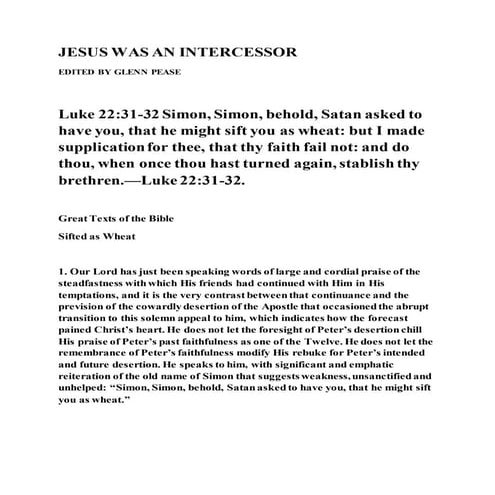 Jesus was an intercessor | DOCX