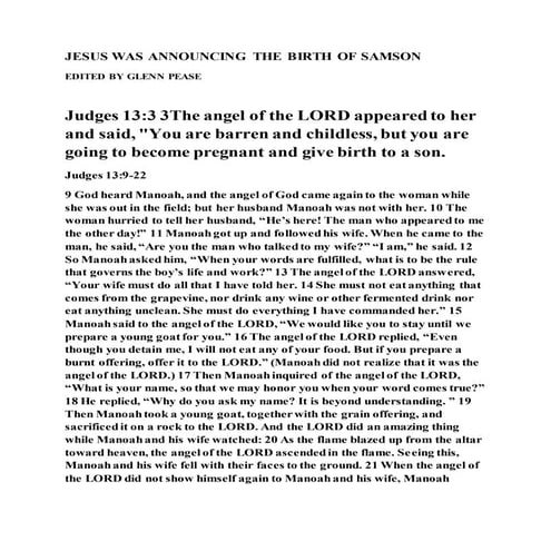 Jesus was announcing the birth of samson | DOCX