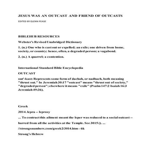 Jesus was an outcast and friend of outcasts | DOCX