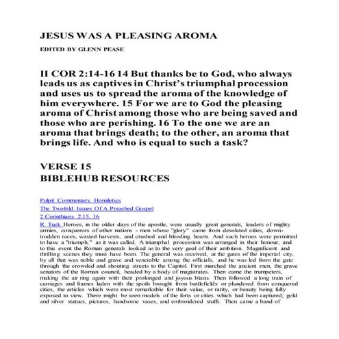 Jesus was a pleasing aroma | PDF