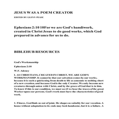 Jesus was a poem creator | DOCX | Christianity | Religion & Spirituality