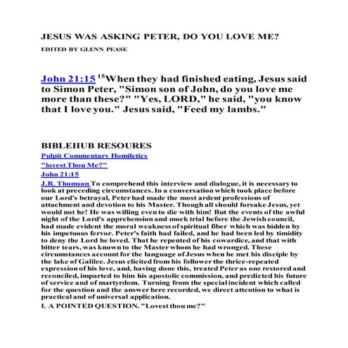 Jesus was asking peter, do you love me | DOCX