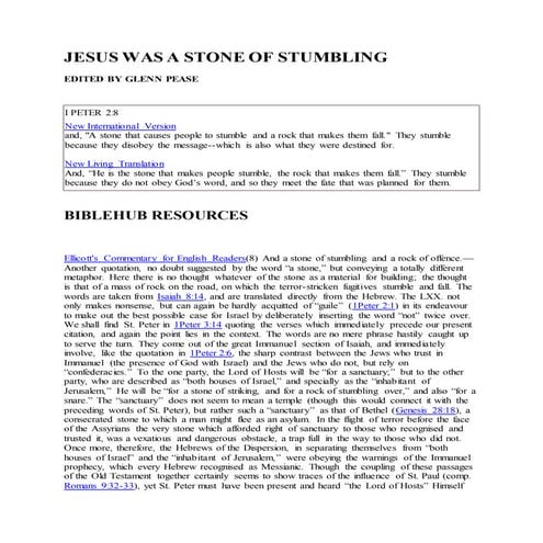 Jesus was a stone of stumbling | DOCX | Judaism | Religion & Spirituality