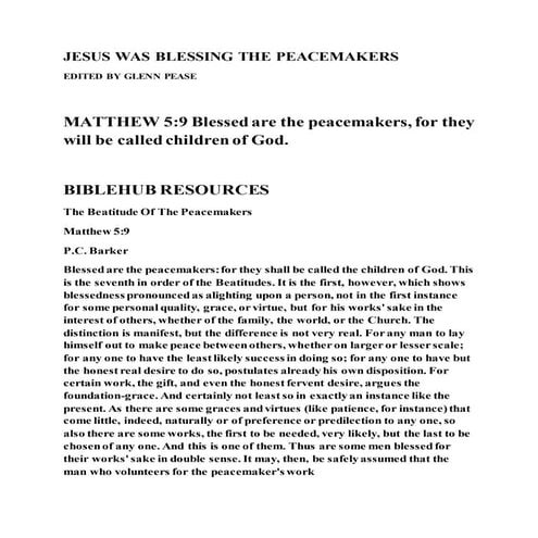 Jesus was blessing the peacemakers | DOCX