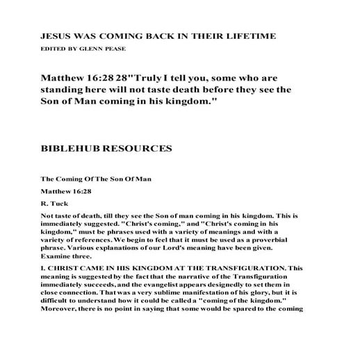 Jesus was coming back in their lifetime | DOCX