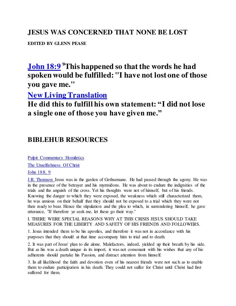 Jesus was concerned that none be lost