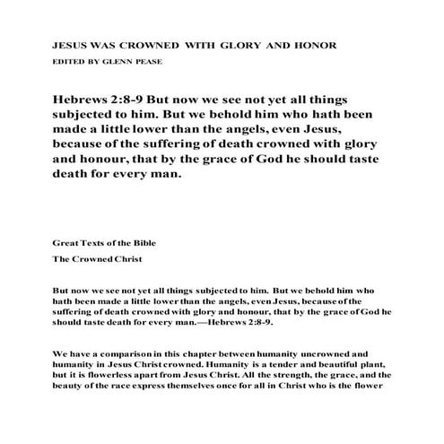 Jesus was crowned with glory and honor | PDF