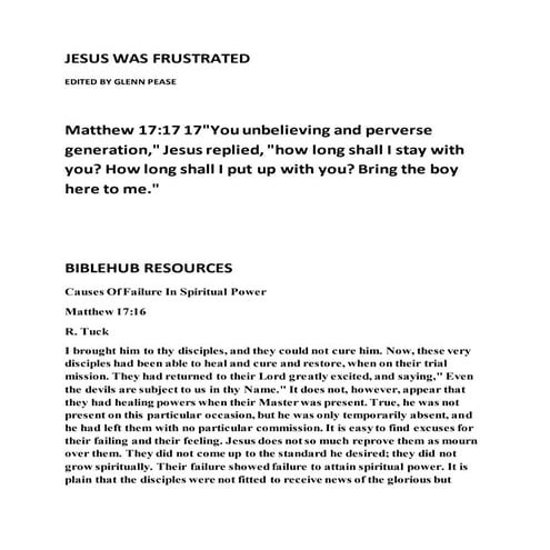 Jesus was frustrated | DOCX