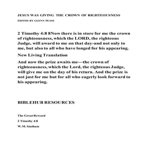 Jesus was giving the crown of righteousness | PDF