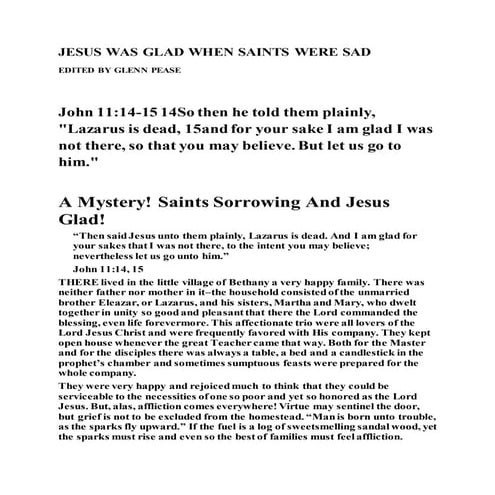 Jesus was glad when saints were sad | DOCX | Christianity | Religion ...