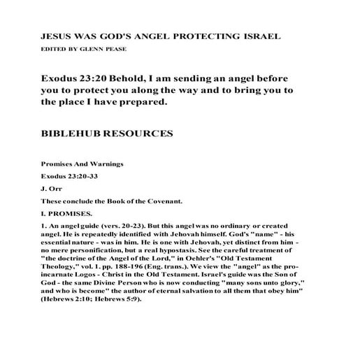 Jesus was god's angel protecting israel | DOCX