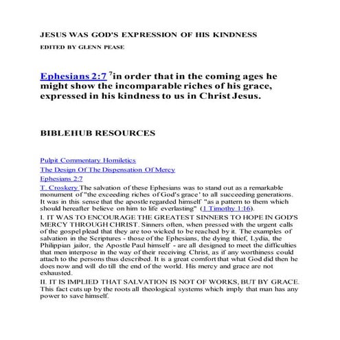 Jesus was god's expression of his kindness | DOCX | Christianity ...