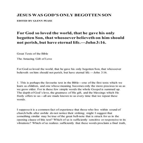 Jesus was god's only begotten son | DOCX
