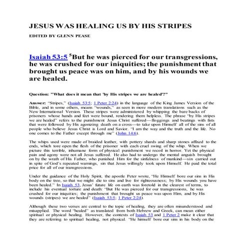Jesus was healing us by his stripes | DOCX
