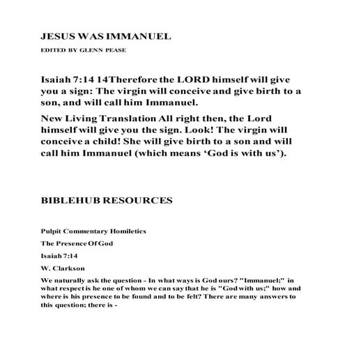 Jesus was immanuel | PDF