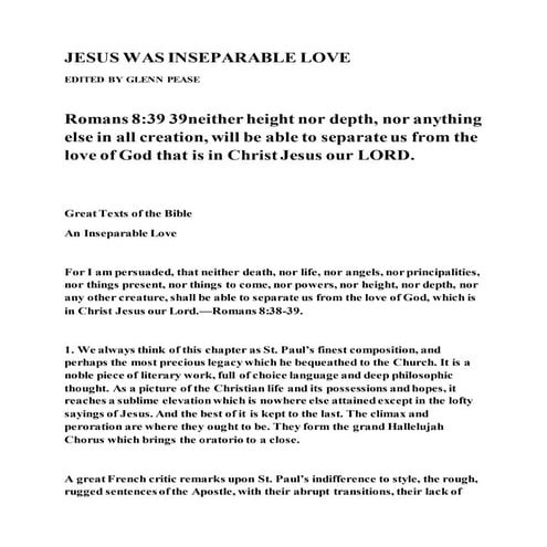 Jesus was inseparable love | PDF