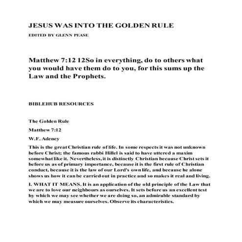 Jesus was into the golden rule | DOCX
